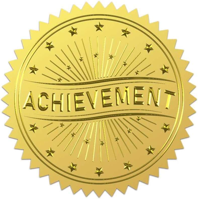 100Pcs Superior Rising Star Gold Foil Stickers 2 Inch Achievement Gold ...