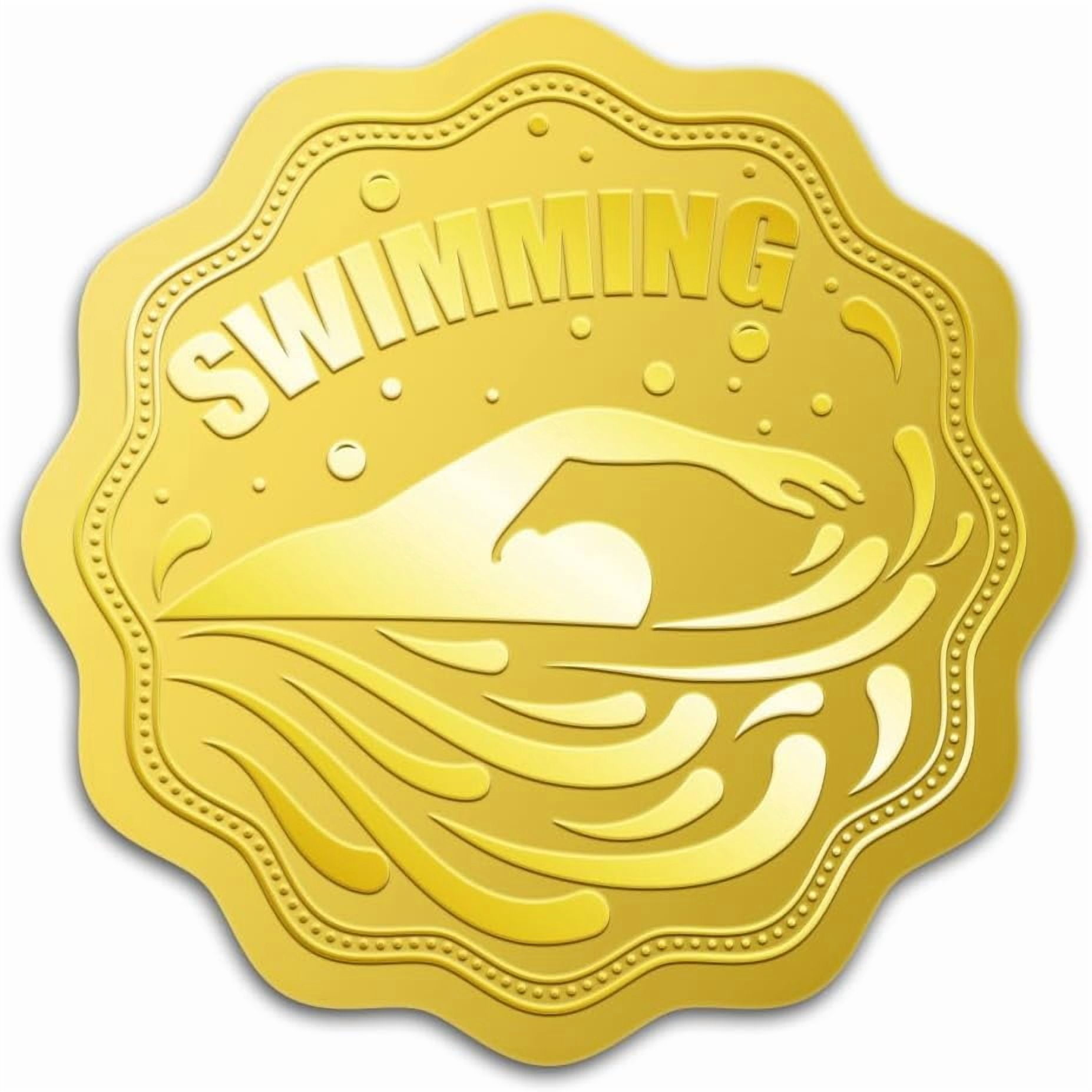 100Pcs Swimming Gold Foil Stickers 2 Inch Swimming Medals Gold Embossed ...