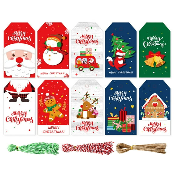 100Pcs Tags Christmas Gift Tags with String Attached, Christmas Tags ...