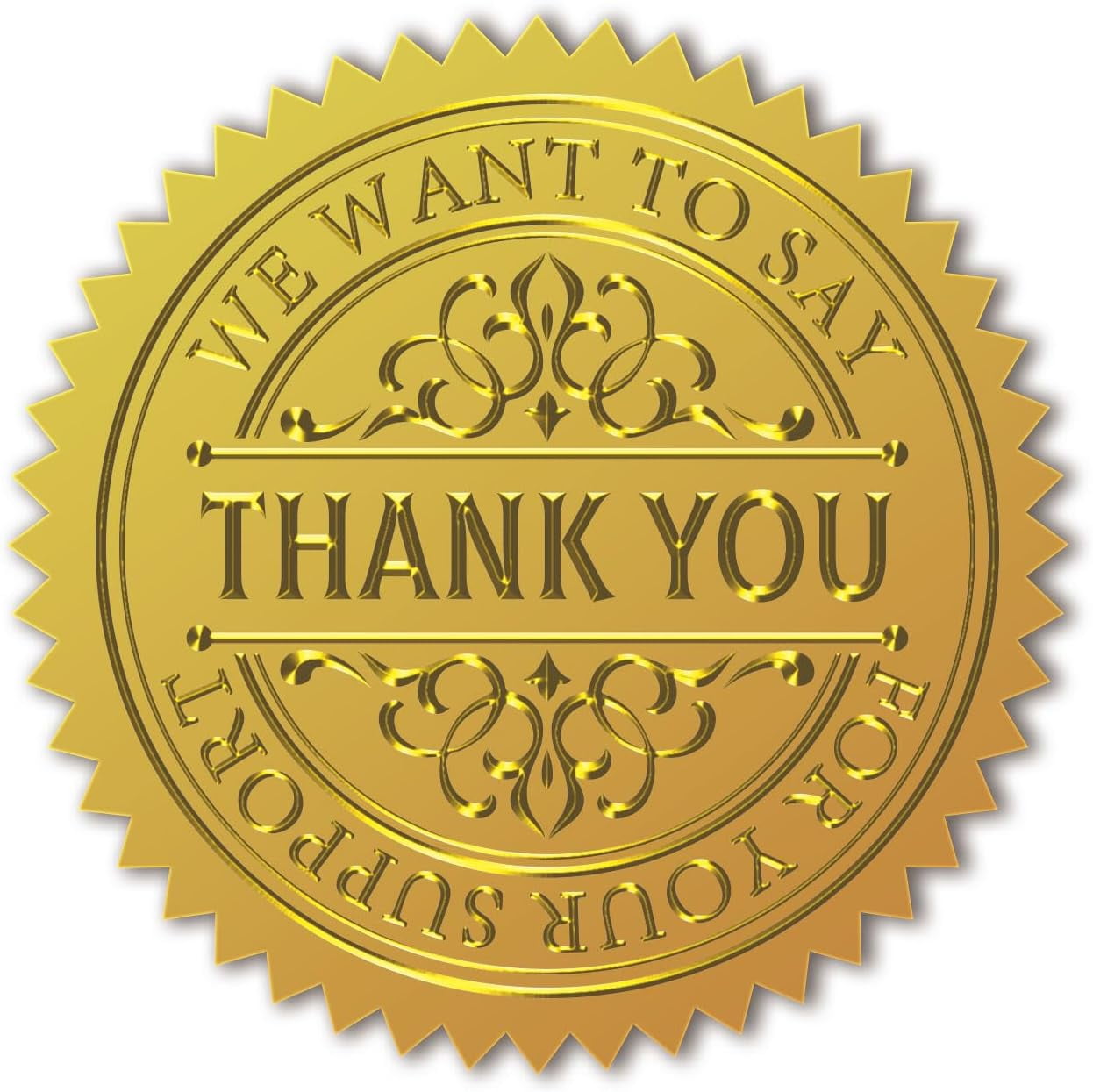 100Pcs Thank You Gold Foil Certificate Seals Foil Embossed Stickers ...