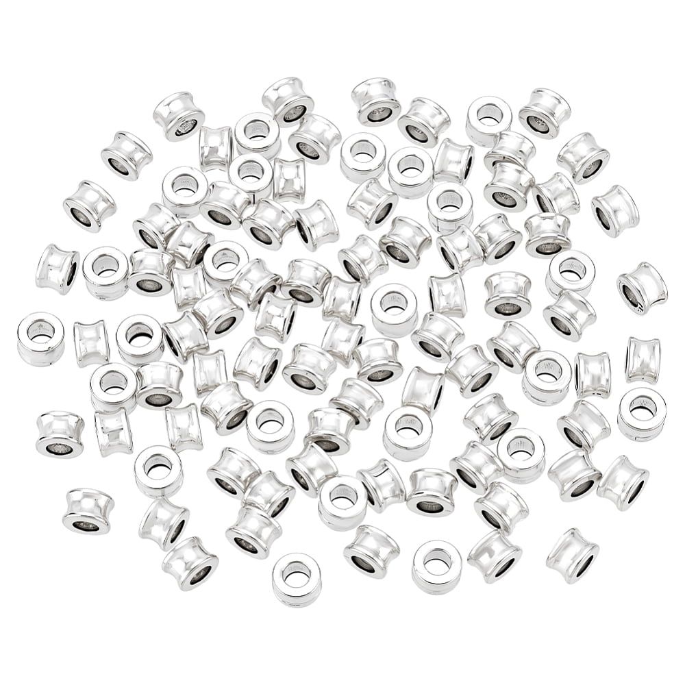 100Pcs Tibetan Style Alloy European Beads Large Hole Beads Barrel ...