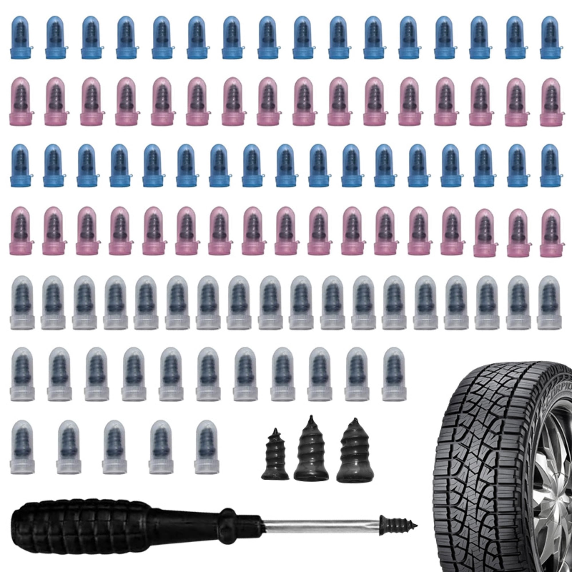 100Pcs Tire Repair Nails Kit, Rubber Tubeless Tire Puncture Repair ...