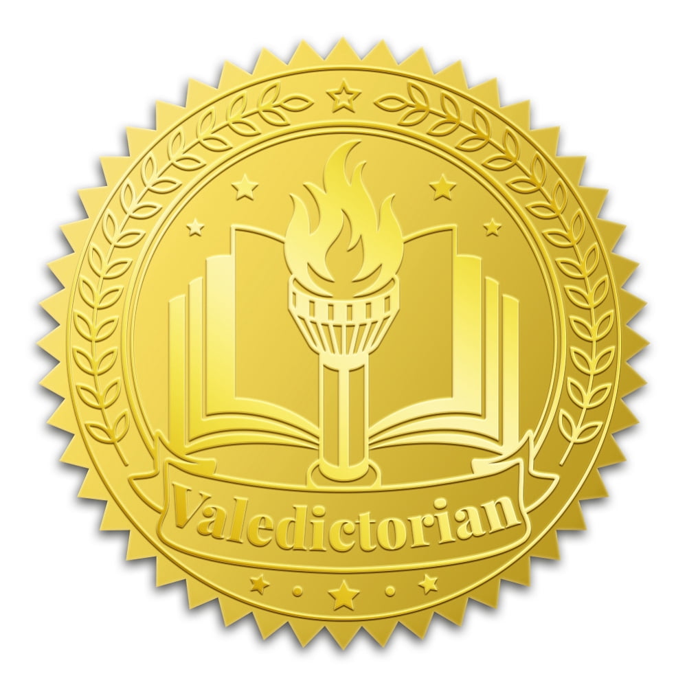 100Pcs Torch Book Gold Foil Stickers 2 Inch Valedictorian Gold Embossed ...