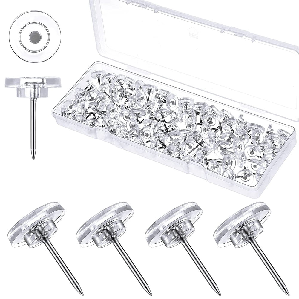100Pcs Transparent Round Pushpins Thumb Tacks Decorative Pushpin ...