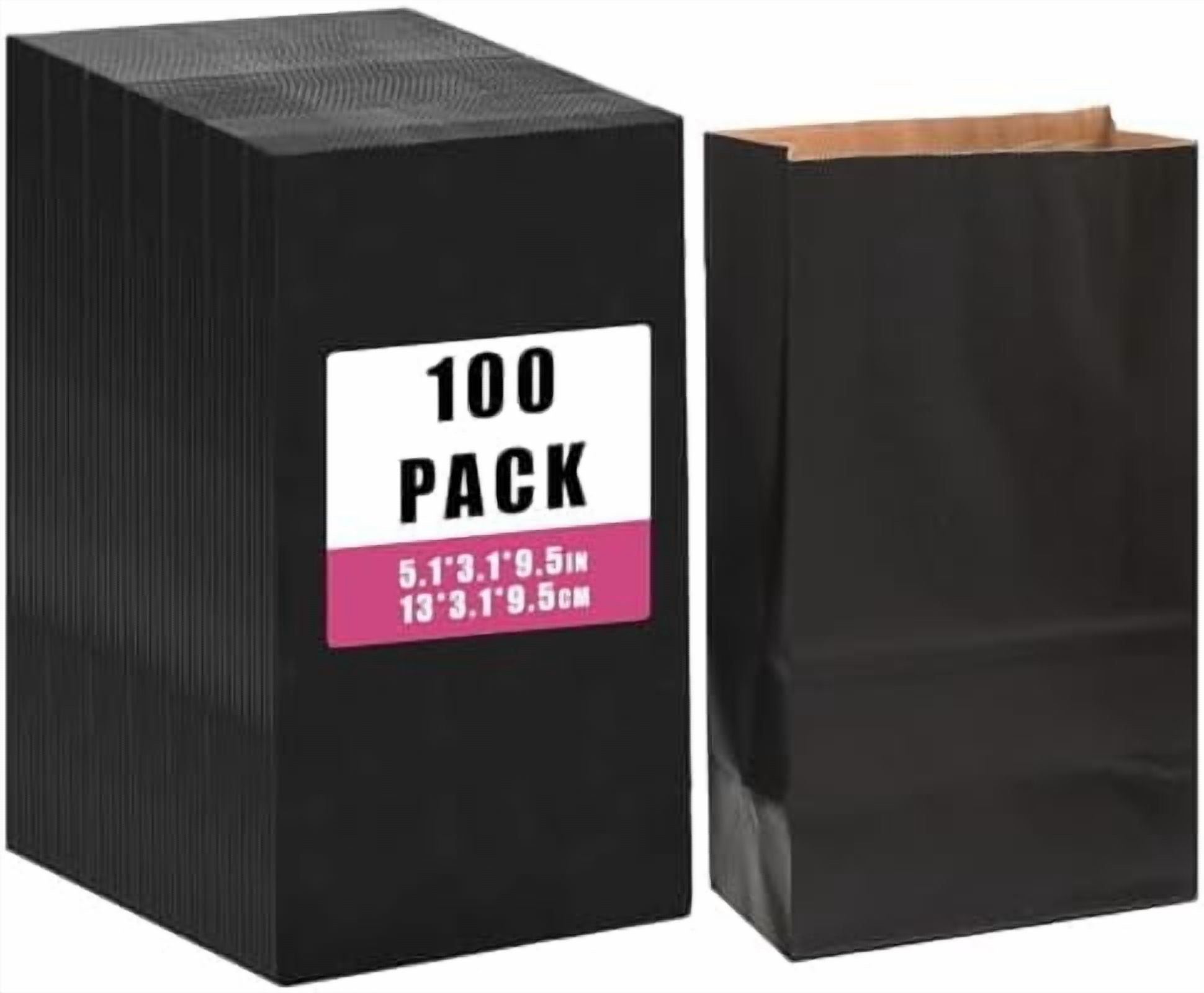 100Pcs Treat Paper Bags 5.1x3.1x9.4 Inches Black Small Party Gift Bag ...