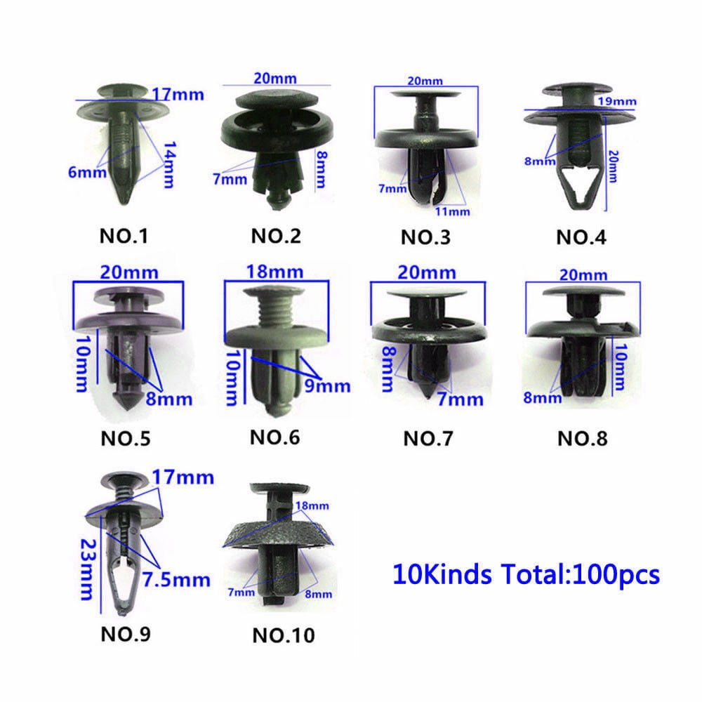 100Pcs Trunk Screw Rivets Set Car Bumper Fender for Auto Plastic ...