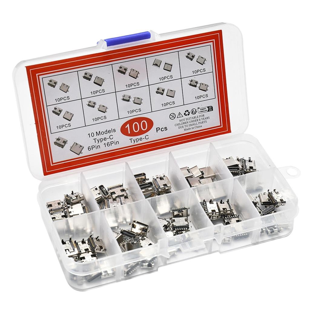 100Pcs Type C USB Female Charging Socket Connector 6Pin 16Pin Soldering ...
