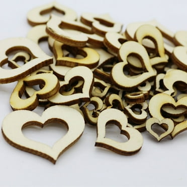 50 Pcs Wooden Hearts Wooden Craft Hearts Small Wood Slices Diy Wooden ...