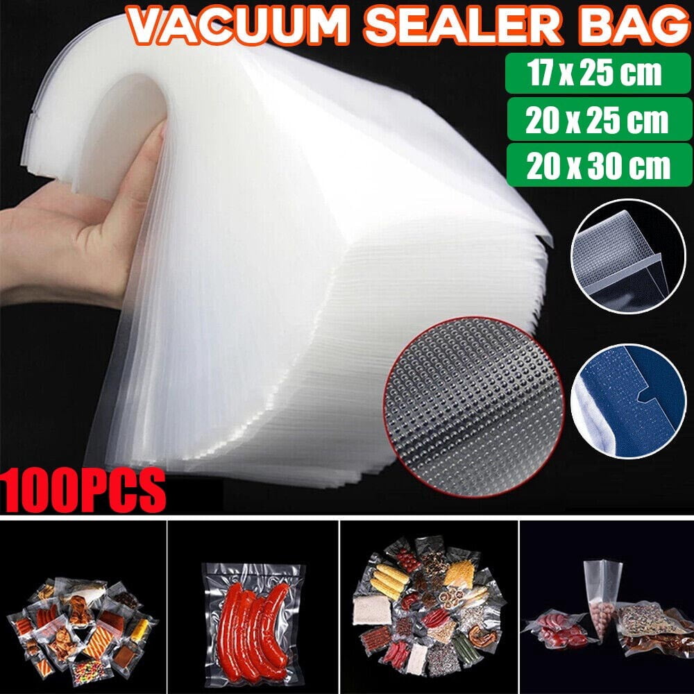 100Pcs Vacuum Sealer Food Saver Bags Storage Textured Pouches Seal ...