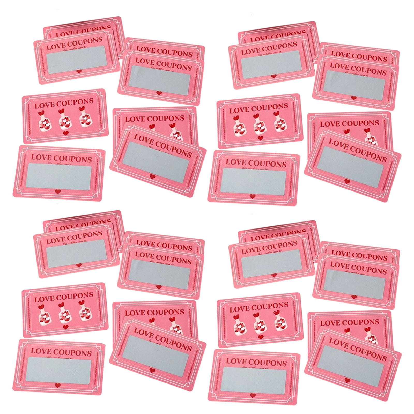 100Pcs Valentine's Day Heart Scratch Cards with Messages for Surprises ...
