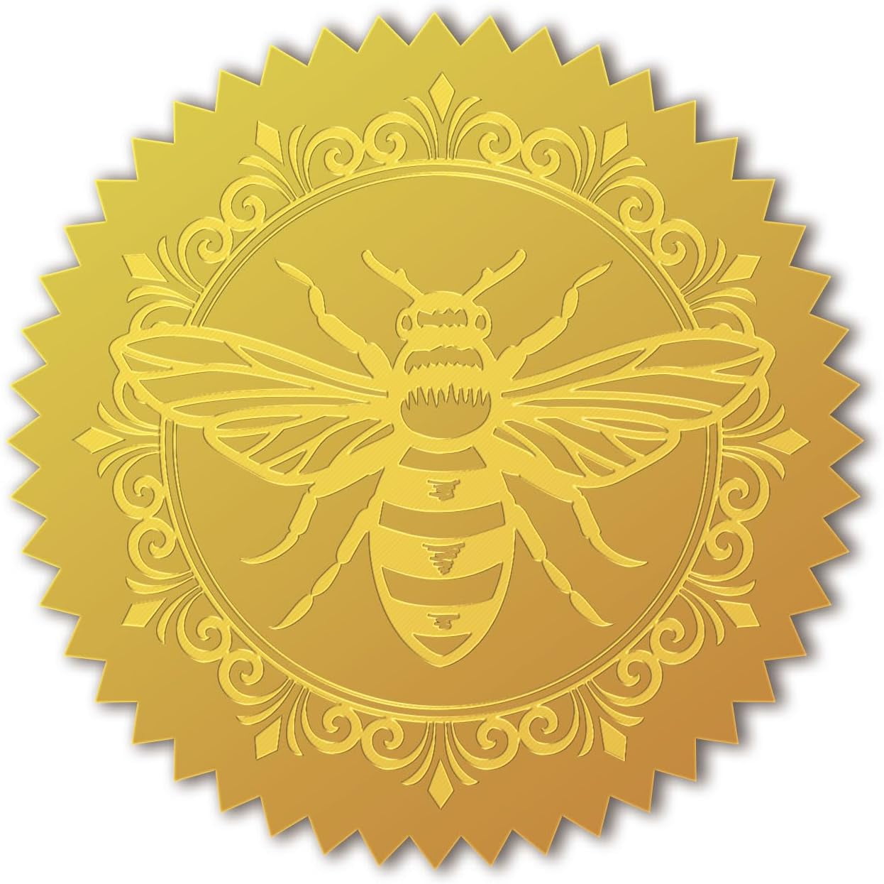 100Pcs Vintage Bees Gold Foil Certificate Seals Self Adhesive Embossed ...
