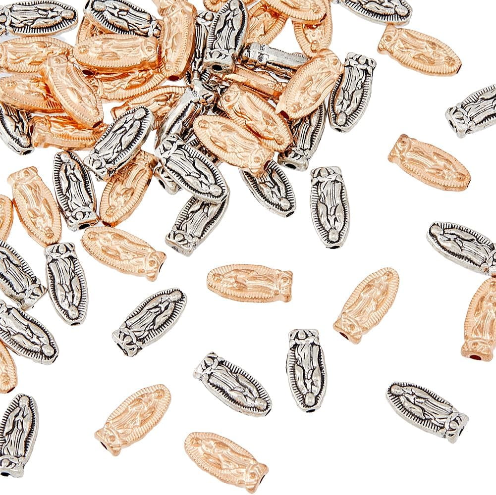 100Pcs Virgin Mary Alloy Beads Jesus Mary Religious Benedict Medallion ...