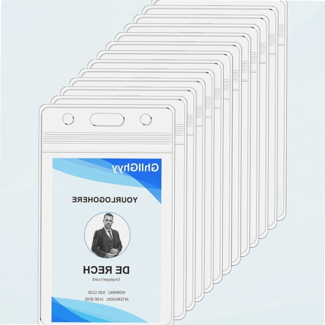 100Pcs Waterproof ID Badge Holders – Vertical Orientation for Full Card ...