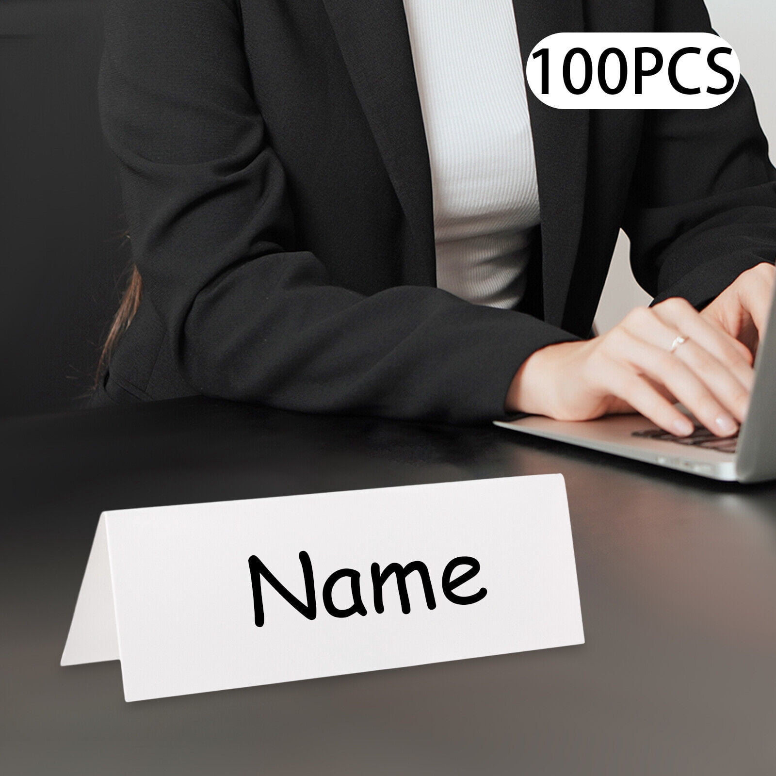 100Pcs White Reusable Name Tent Cards Dry Erase Wipe Clean Desk Name ...