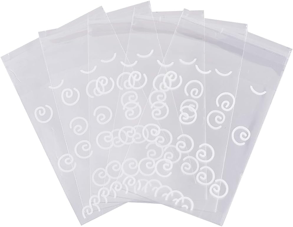 100Pcs White Vortex Cello Cellophane Bags Clear Cookie Bags Self ...