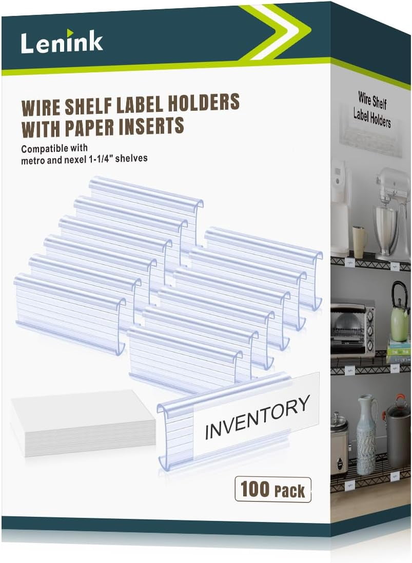 100Pcs Wire Shelf Label Holders with 100Pcs Label Paper Inserts ...