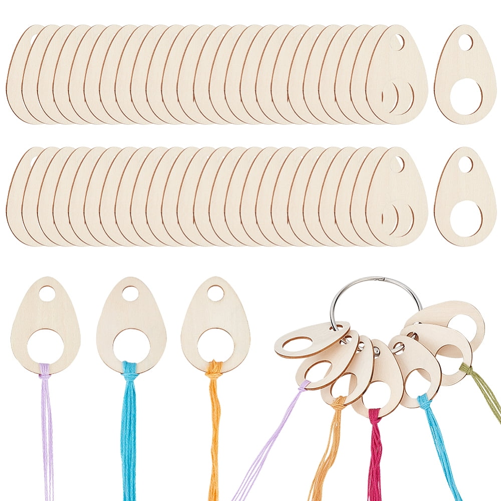 100Pcs Wood Bobbins Thread Drops Stitch Thread Bobbins with 1Pc Loose ...