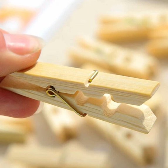 100Pcs Wood Clothespins Wooden Laundry Clothes Pins Large Spring ...