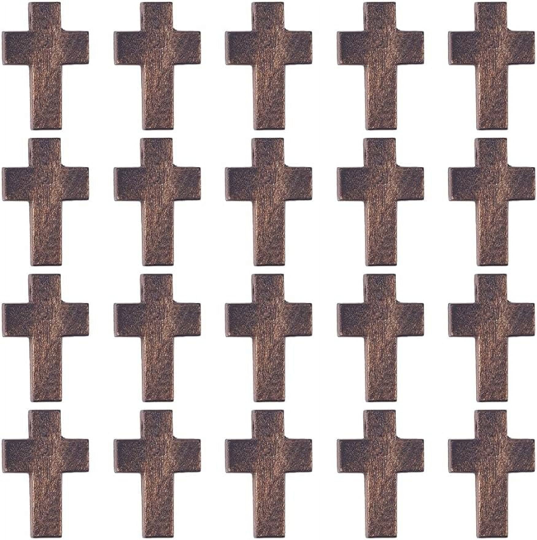 100Pcs Wood Cross Charms Wooden Cross Beads Mini Small Pocket Crosses ...