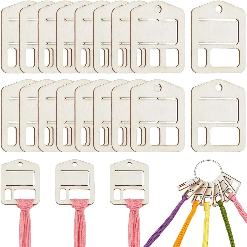 100Pcs Wood Floss Thread Embroidery Stitch Chips Organization Wooden ...