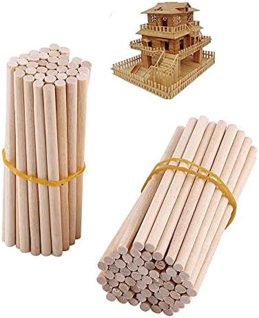 100Pcs Wooden Dowel Rods Round Wooden Sticks Unfinished Hardwood Sticks ...
