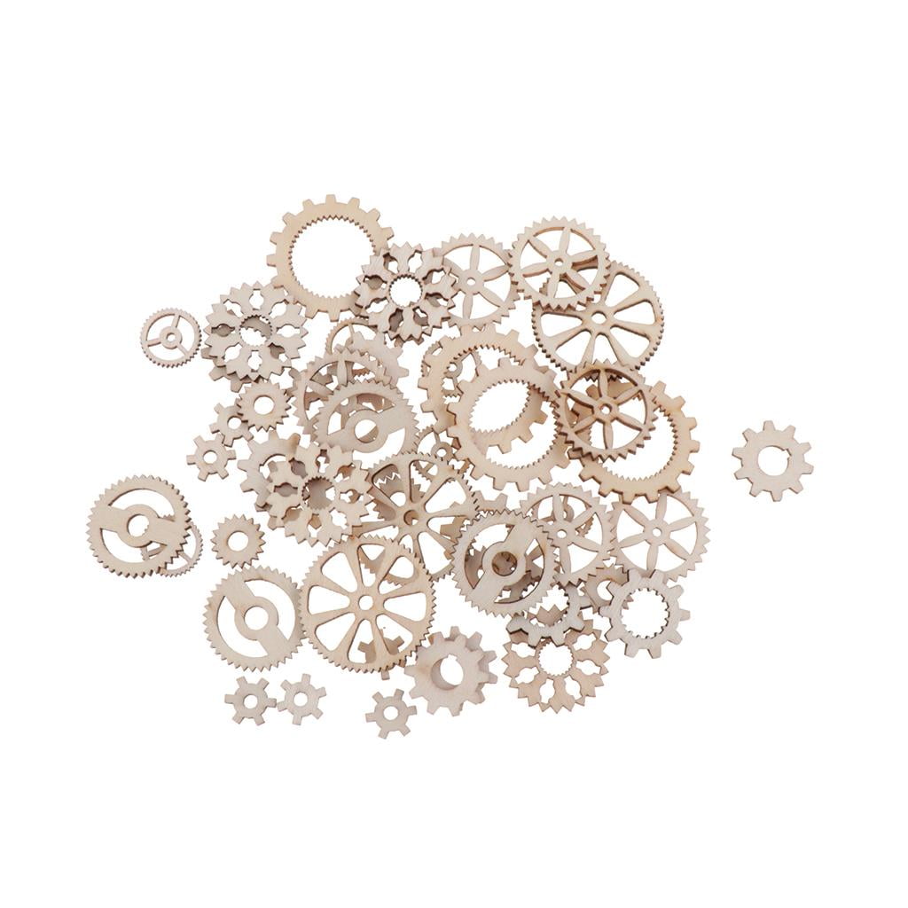 100Pcs Wooden Gears Unfinished Craft Slices for for art Handmade Craft ...