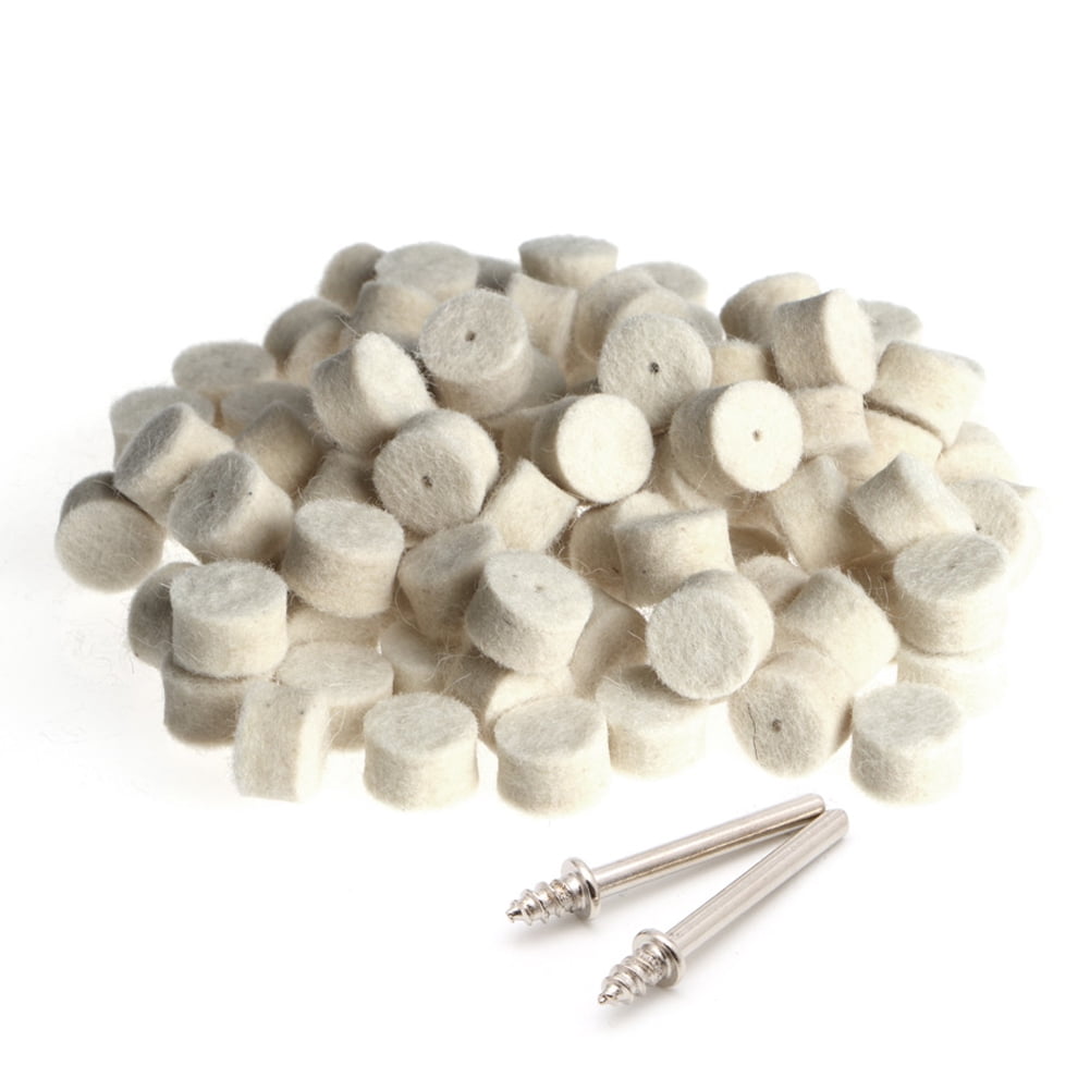 100Pcs Wool Felt Polishing Buffing Pad 13mm + 2 Shank For Grinding ...