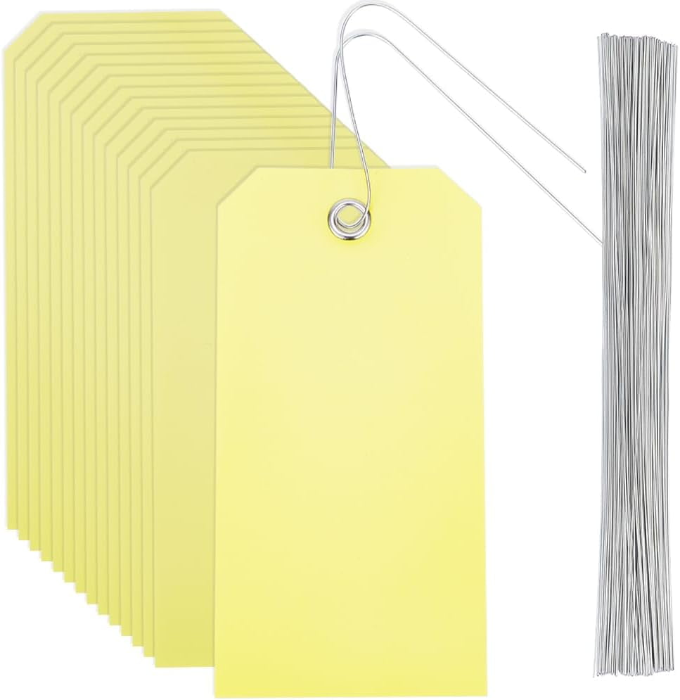 100Pcs Yellow Shipping Tags Blank Waterproof Plastic Tags 4.7 x 2.4 ...