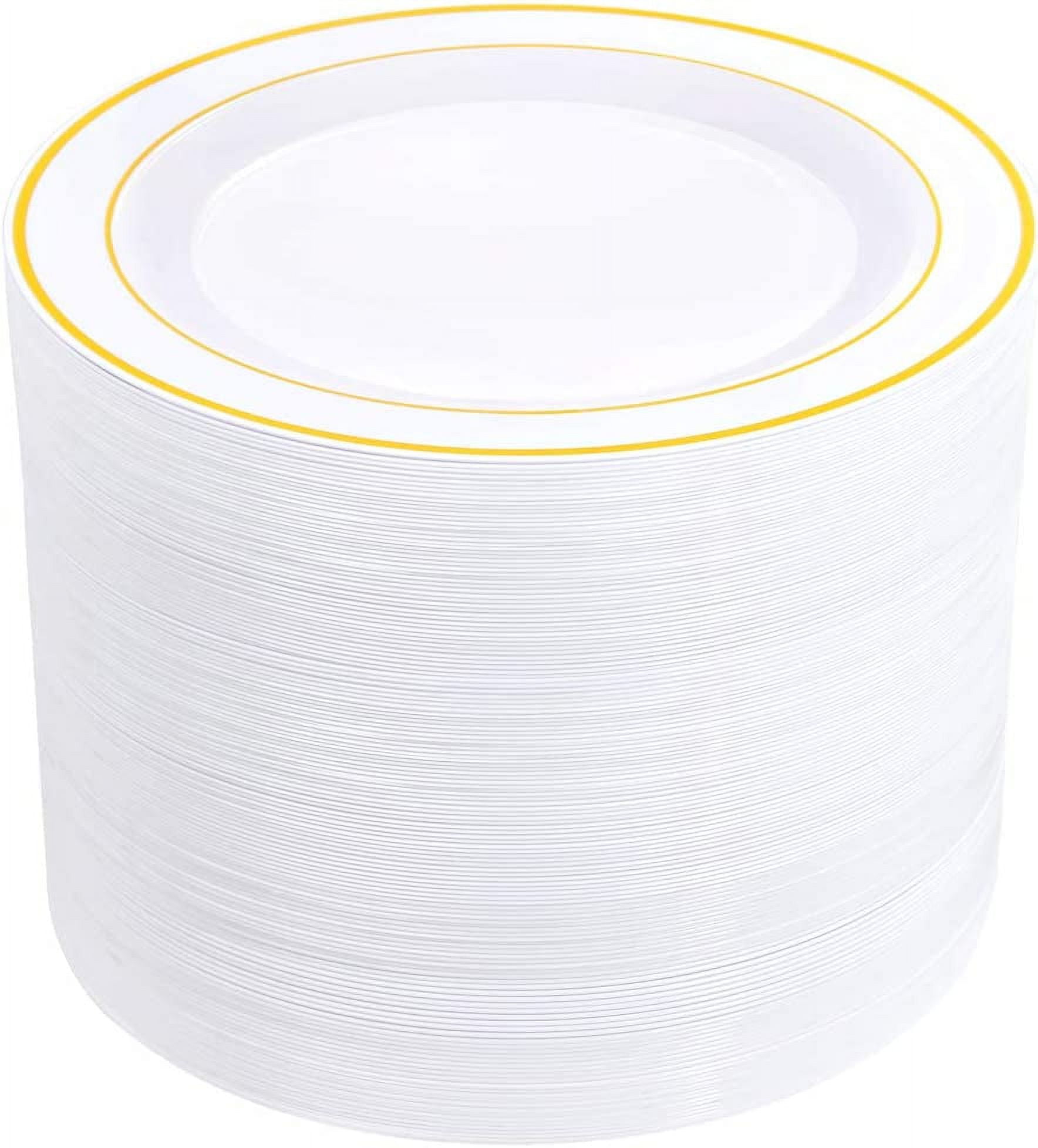 100Pieces Gold Plastic Dinner Plates - 10.25inch Gold Plates Disposable ...