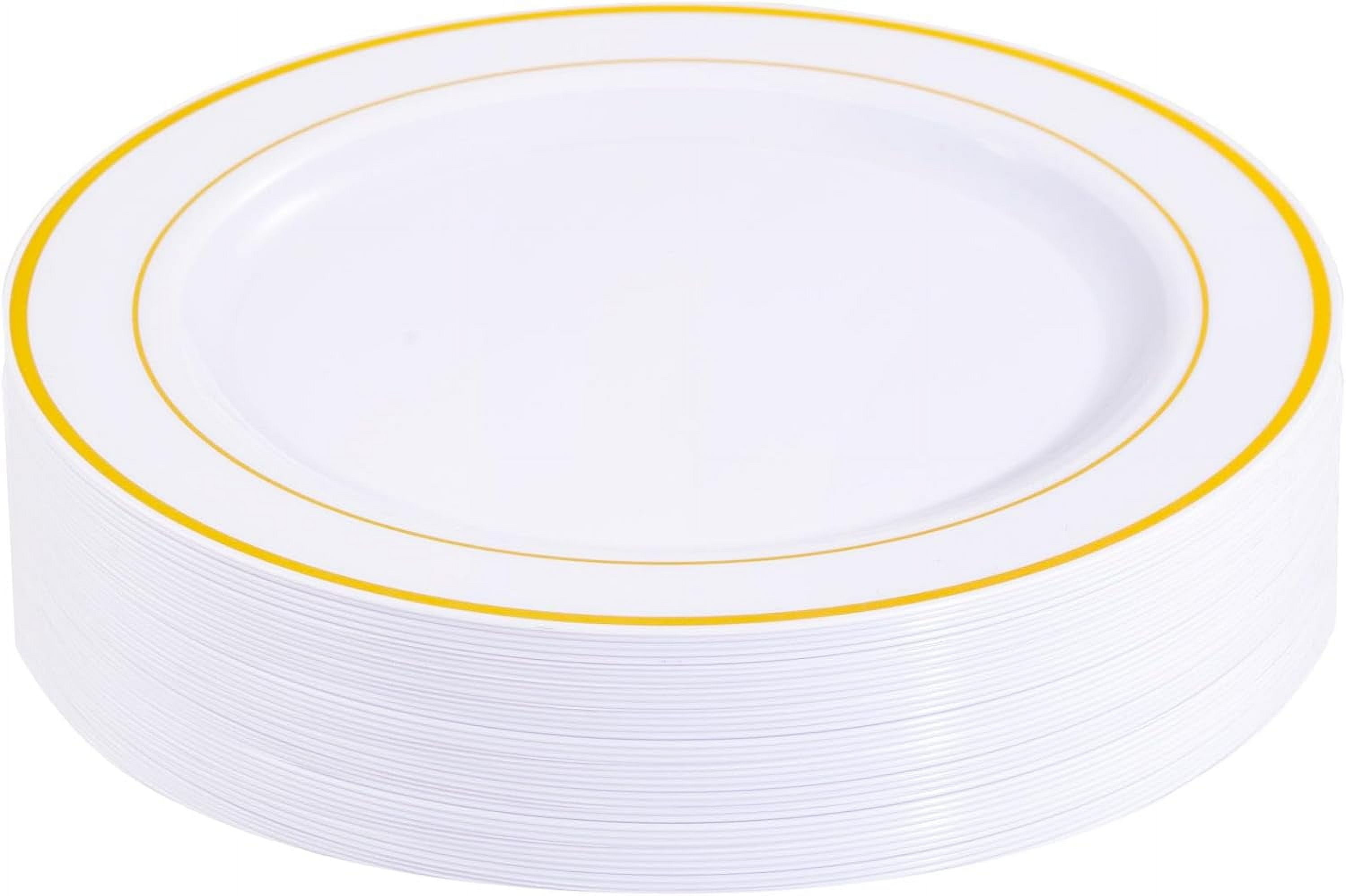 100Pieces Gold Plastic Plates -6.25inch Disposable Salad/Dessert Plates ...