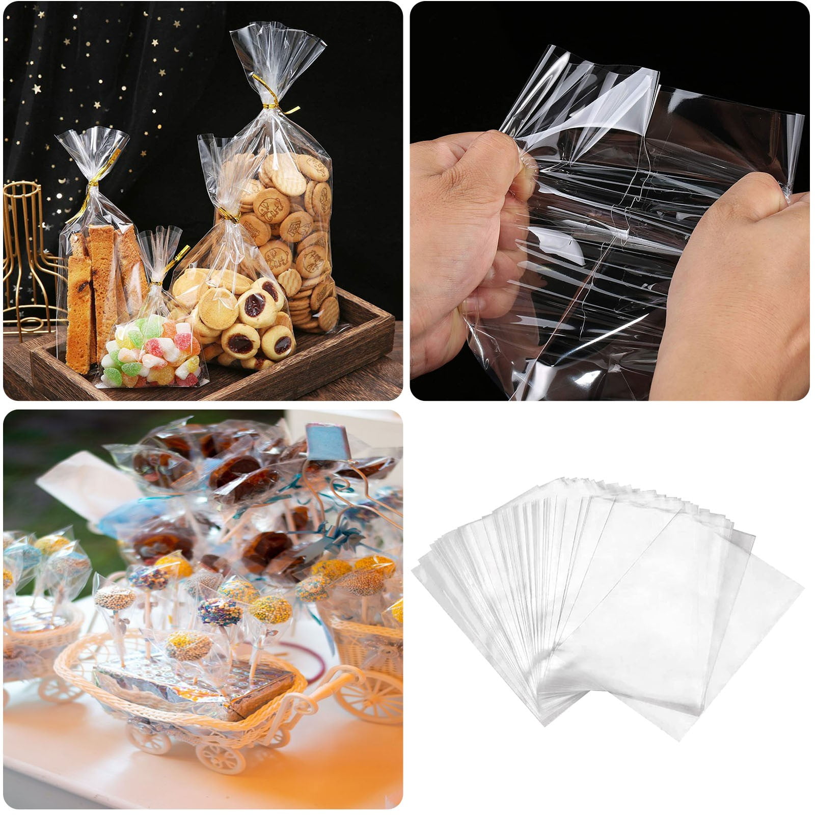 100Pieces/Set Clear Flat Bags, Packaging for Mugs, Dessert, Muffins ...