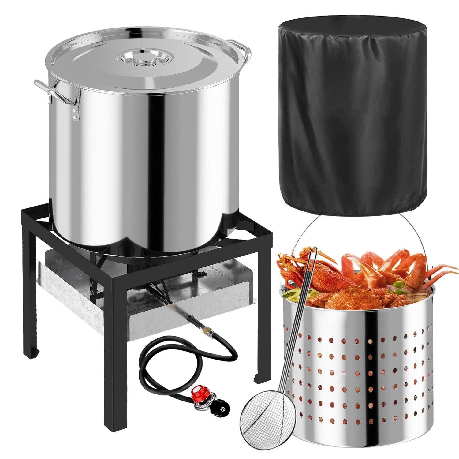 100QT Crawfish Boiler Kit, Stainless Steel Seafood Boil Pot,Waterproof ...