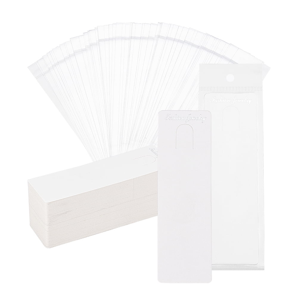 100Set Paper Keychain Display Cards Rectangle with Word Fashion Jewelry ...