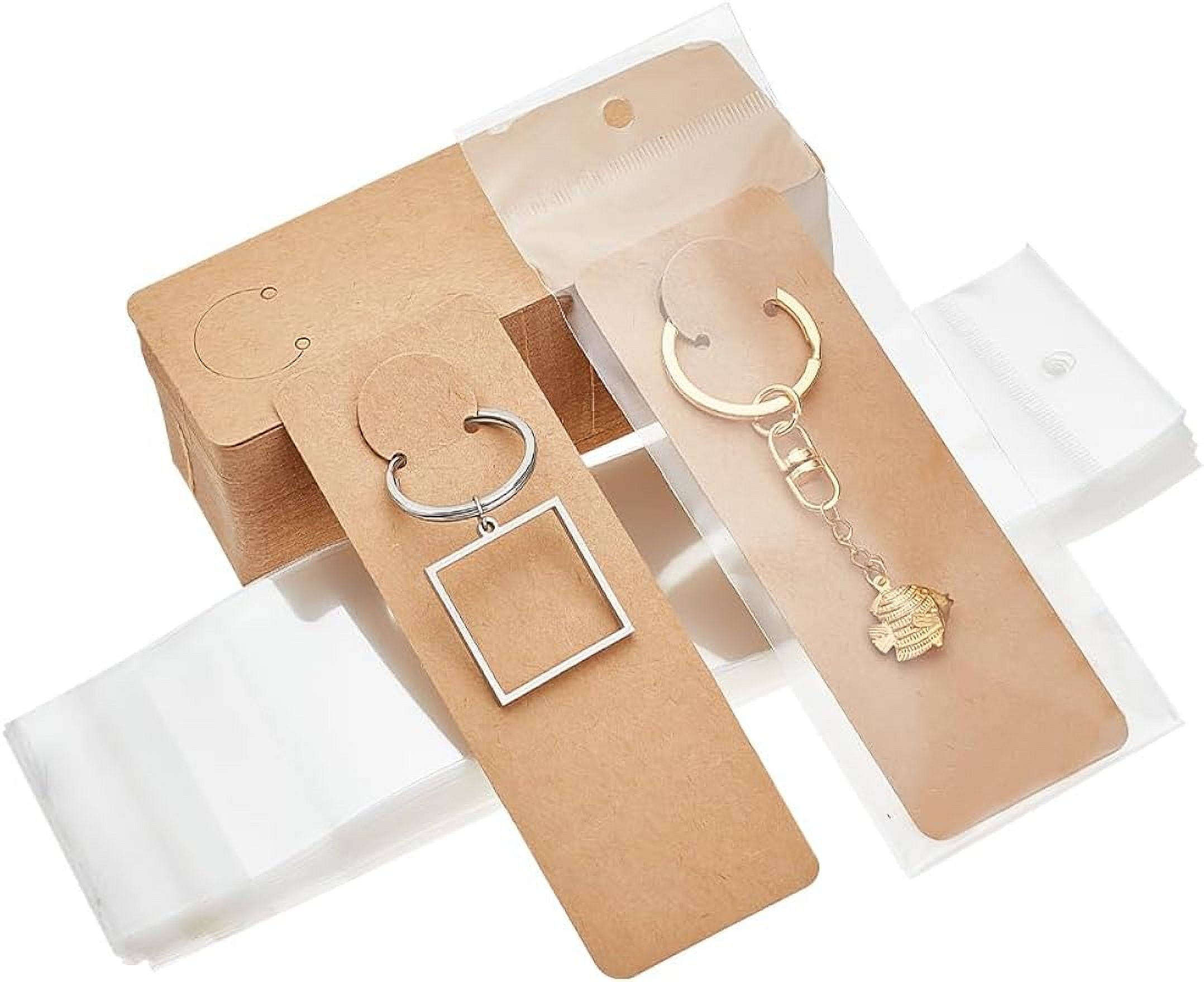 100Sets Long Keychain Display Cards with Self-Sealing Bags 4.7 x 2 Inch ...