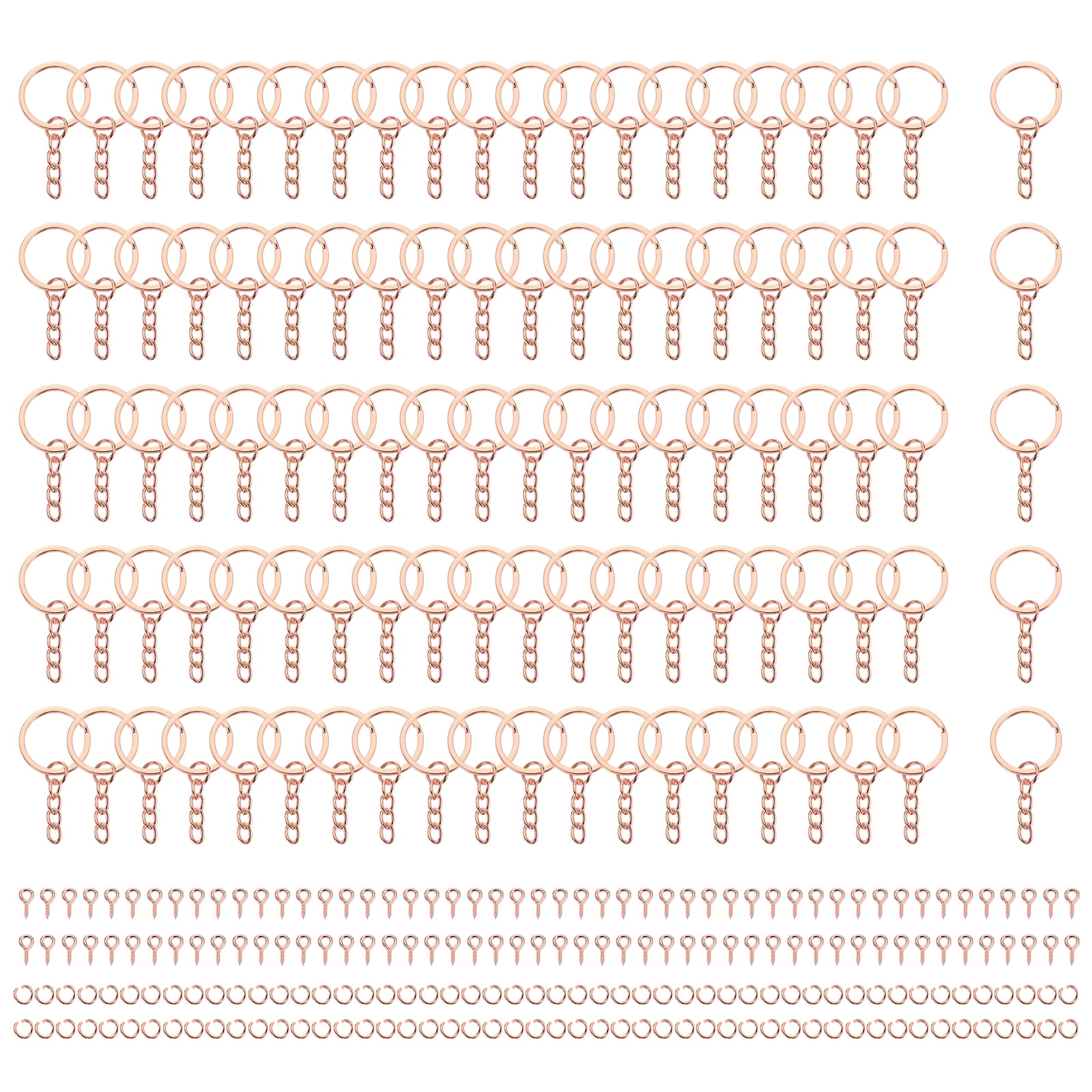 100Sets Rose Gold Keychain Making Kit, 25mm 1inch Chain Keychain Rings ...