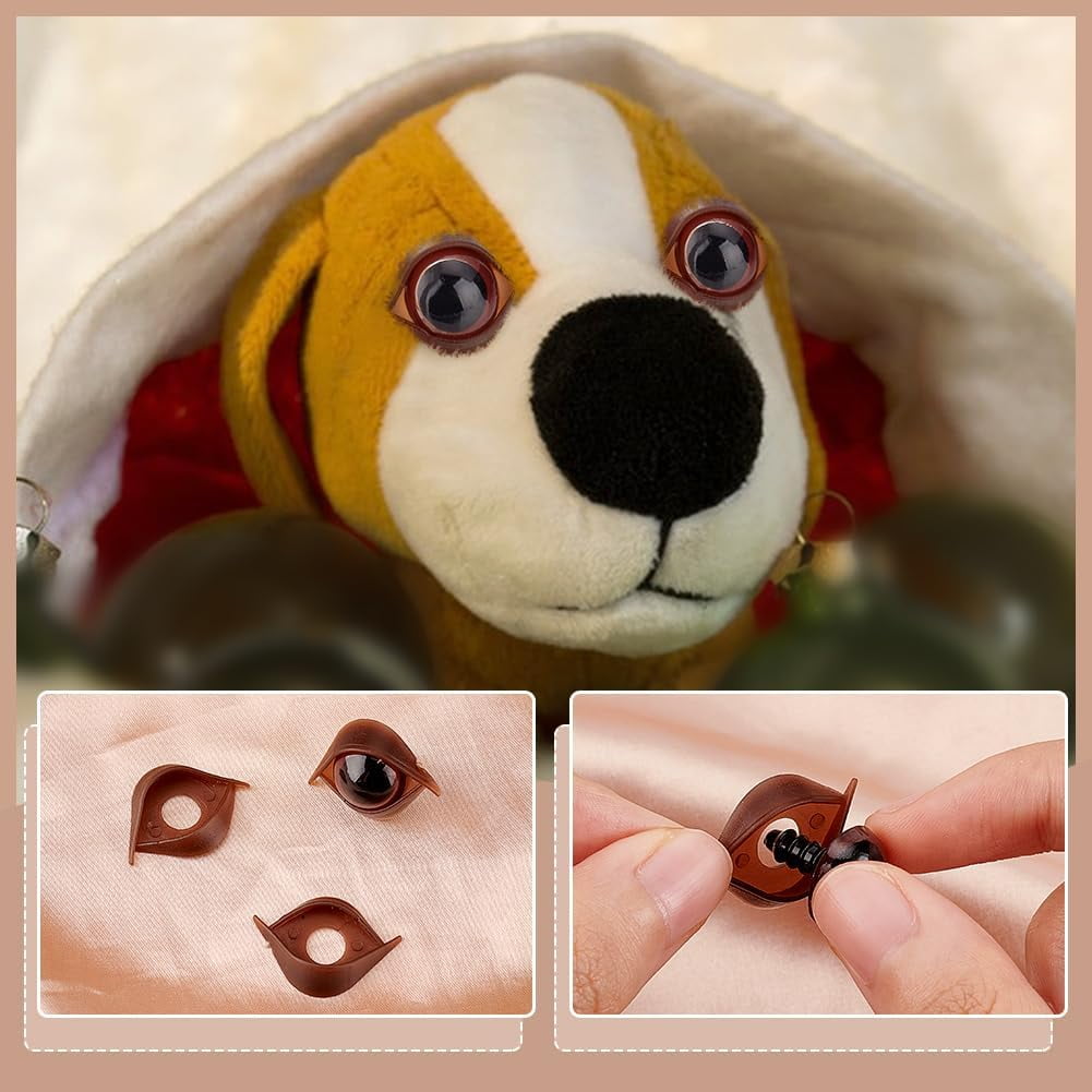 100Sets Safety Eyes Craft Eyes with Eyelid Buckles Stuffed Animal Eyes ...