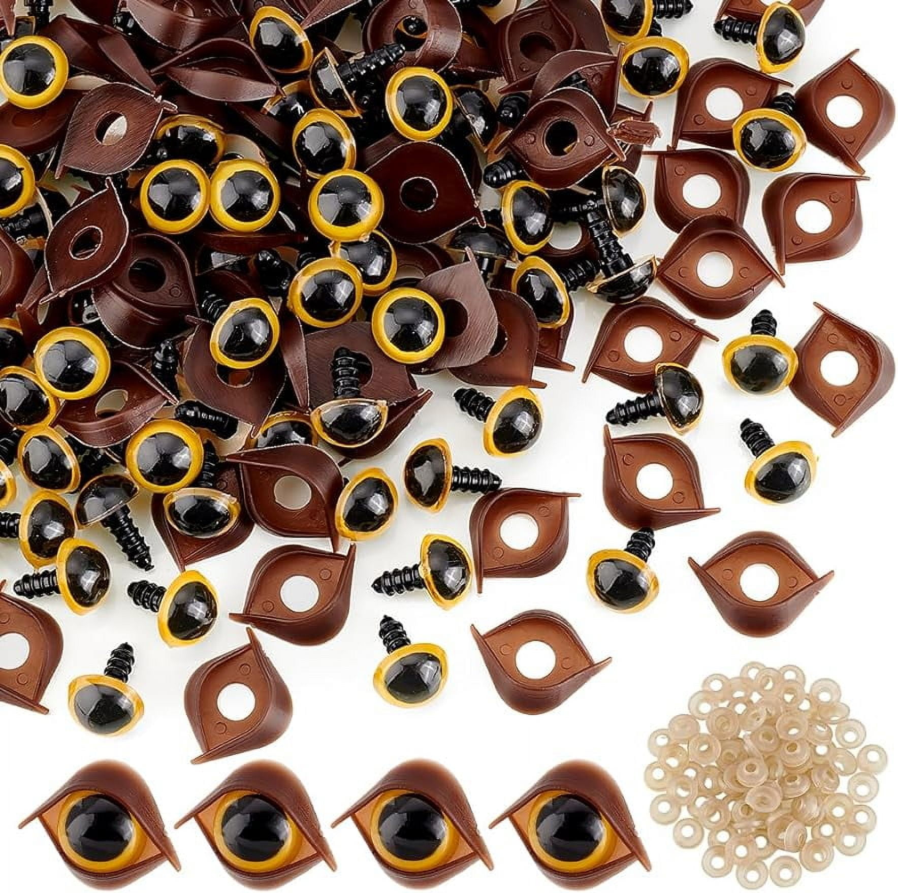 100Sets Safety Eyes with Eyelid Buckles Craft Eyes Stuffed Animal Eyes ...
