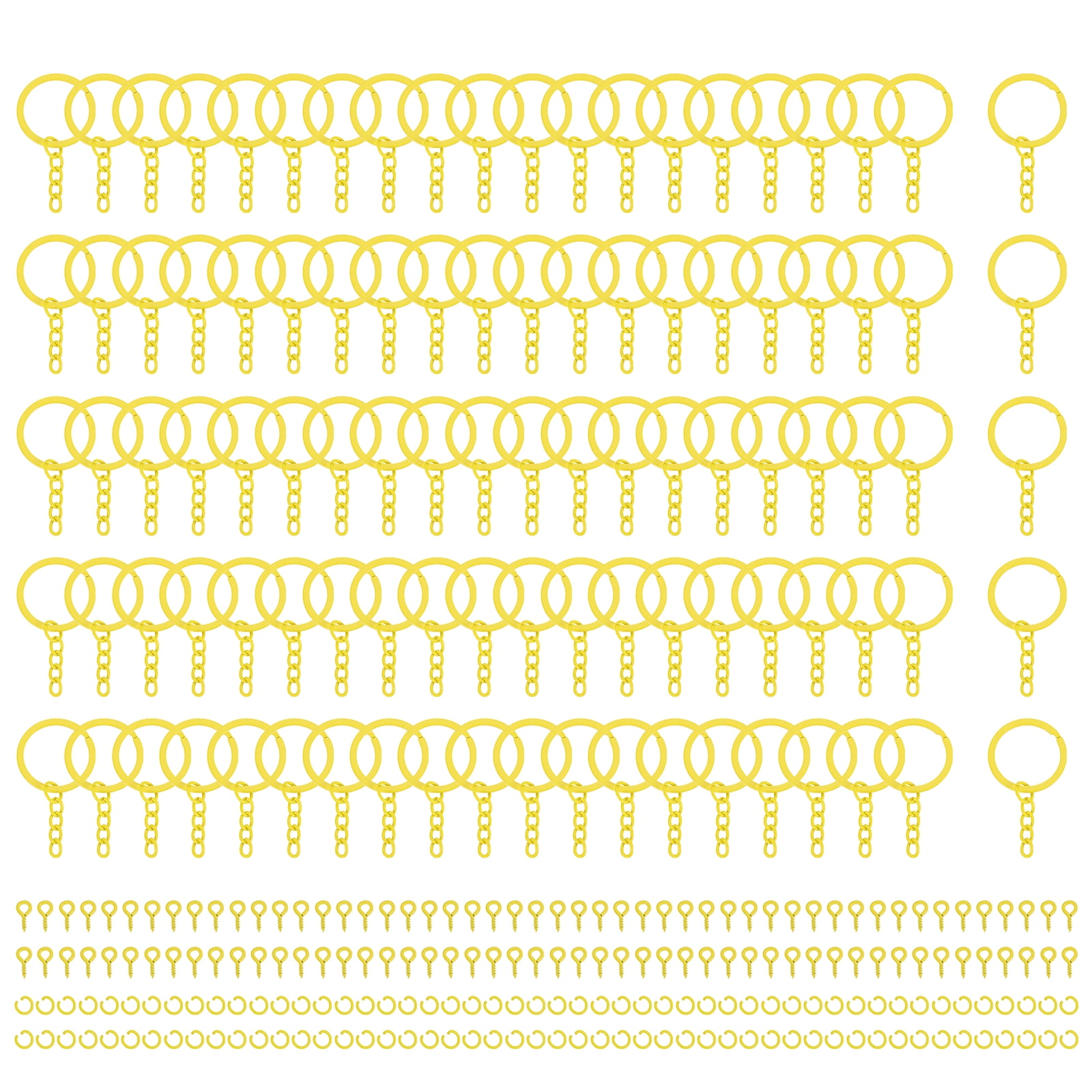 100Sets Yellow Keychain Making Kit, 30mm 1.2inch Chain Keychain Rings ...
