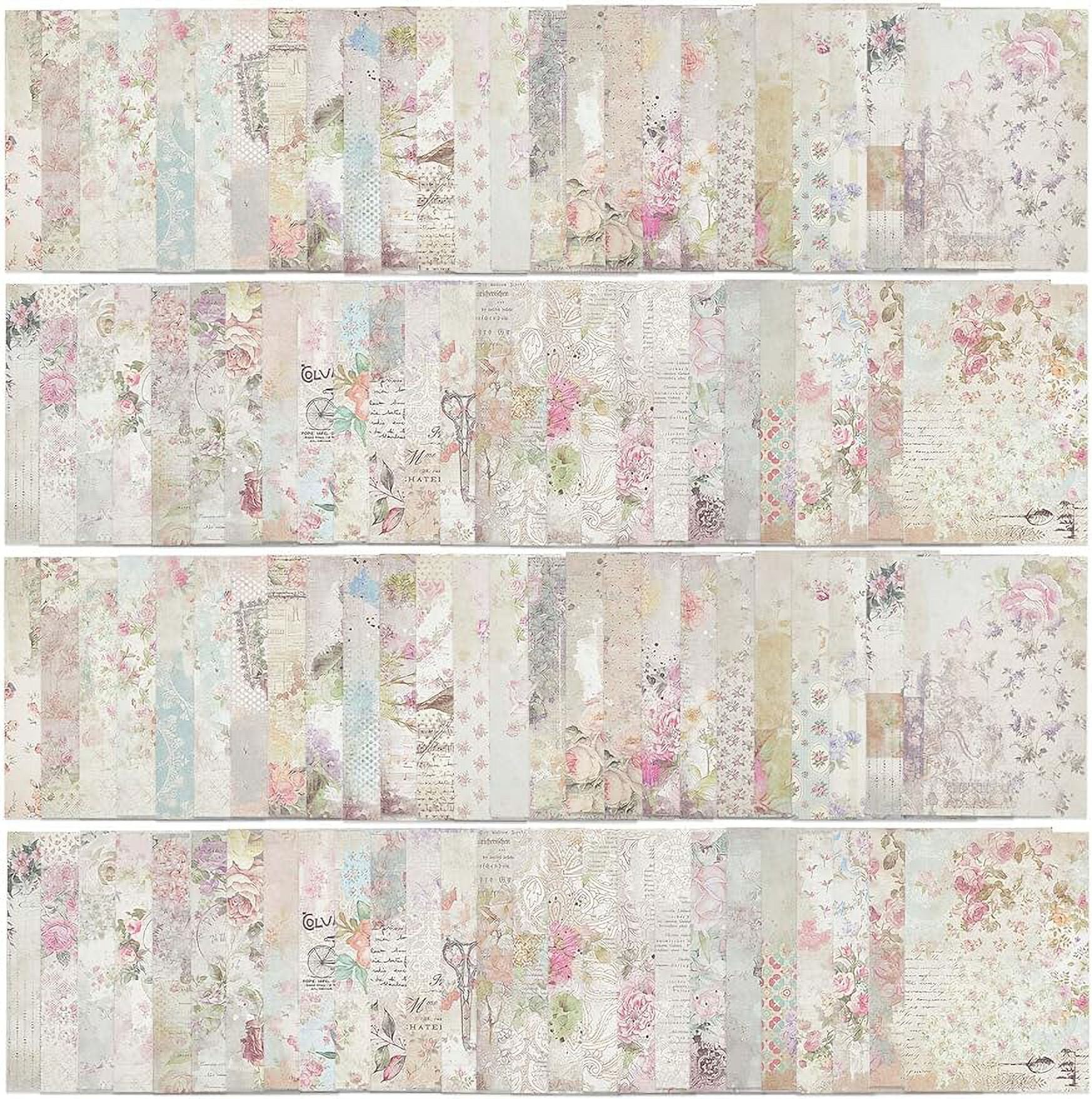 NOBRAND 100 Sheets Flowers Scrapbook Paper, Vintage Floral Theme ...