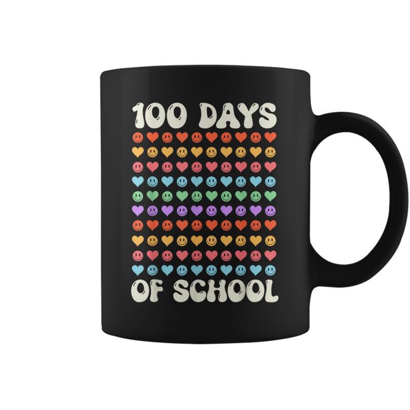 100Th Day 100 Days Of School Retro Groovy Hearts 100Th Coffee Mugs ...