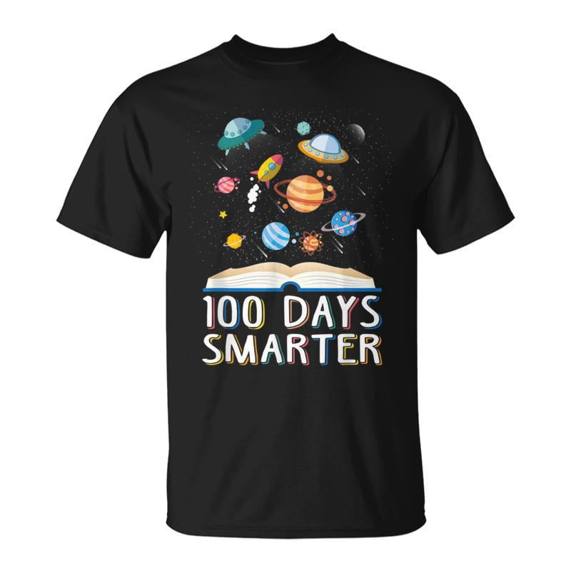 100Th Day Of School 100 Days Smarter Books Space Lovers Boys Tshirt ...