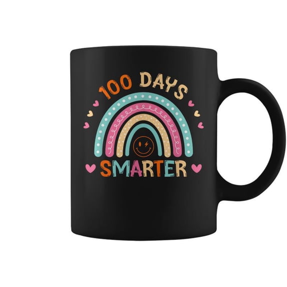 100Th Day Of School Teacher 100 Days Smarter Rainbow Groovy Coffee Mugs ...