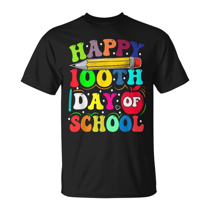 100Th Day Of School Teacher Kids Child Happy 100 Days Groovy TShirt ...