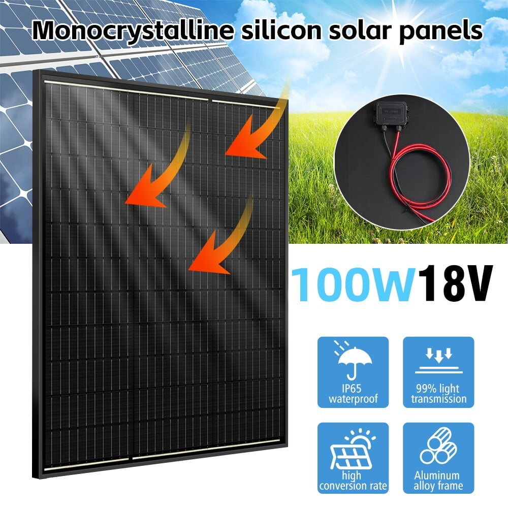 100W 12V Solar Panels Monocrystalline 100 Watt 12 Volt Solar Panel ...