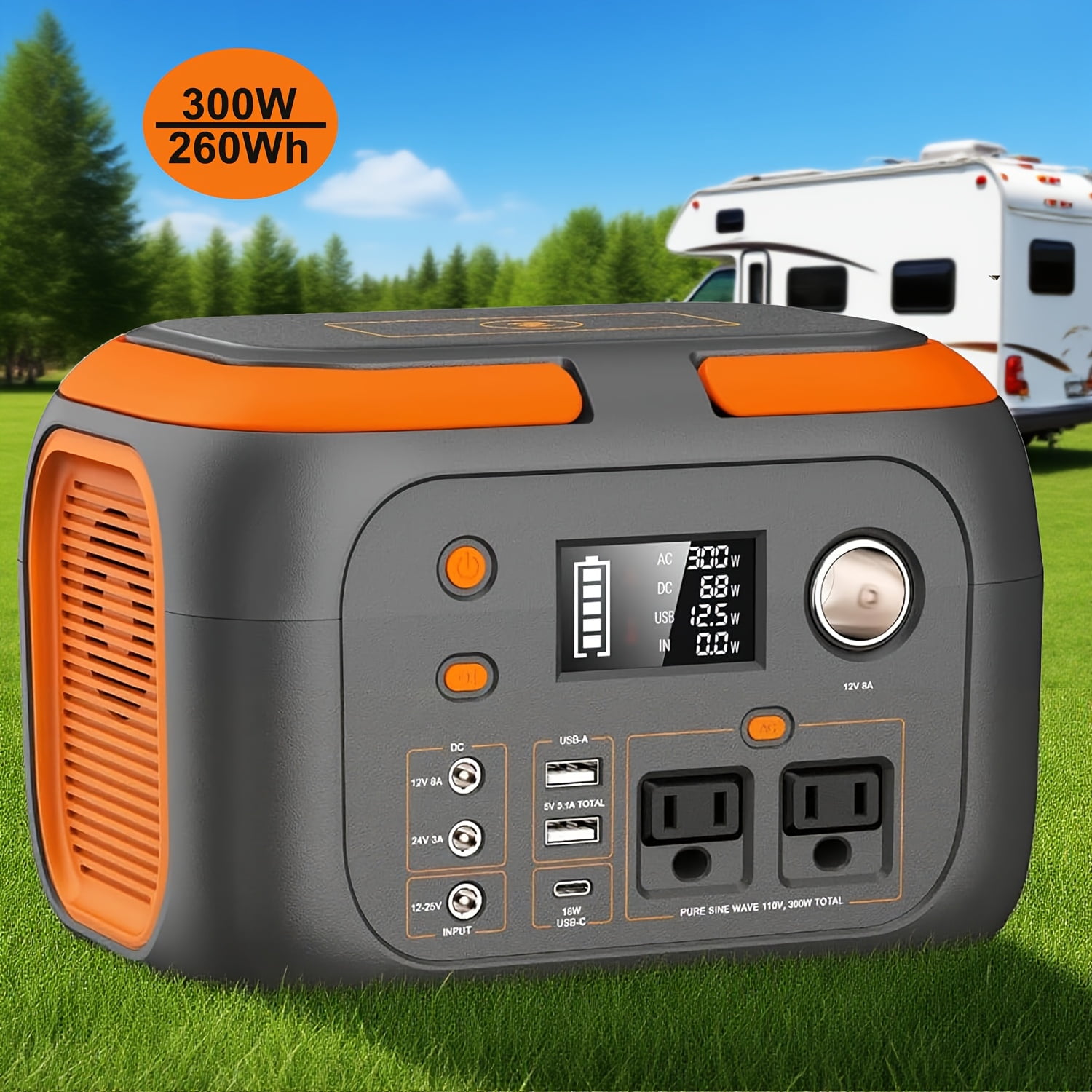 100W/300W Rated Portable Power Station Solar Generator, (Solar Panel ...