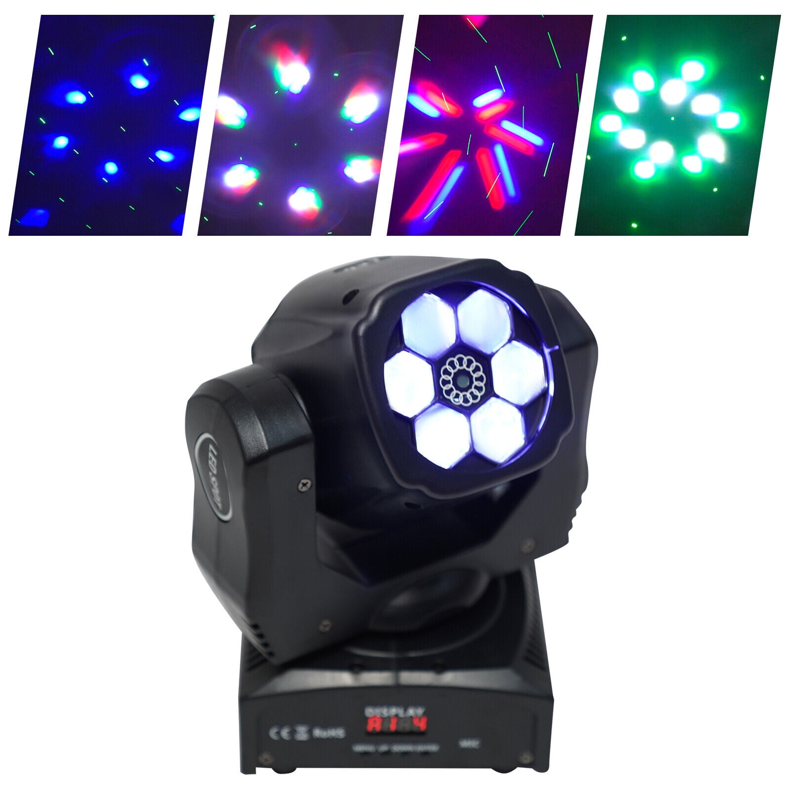 100W 6LED Bee Eye Laser Moving Head Stage Light RGBW Gobo Spot DMX Beam ...