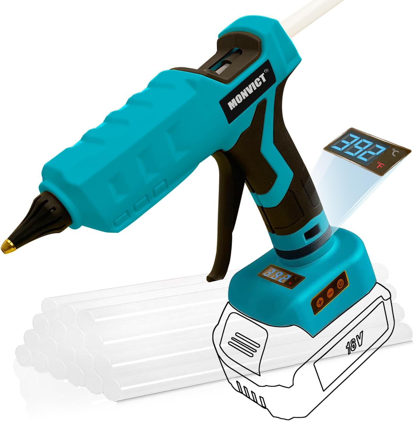 100W Cordless Glue Gun for Makita 18V Battery, Upgraded Digital ...