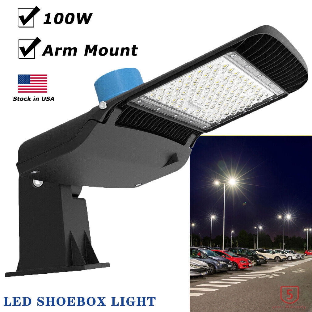 100W Dusk till Dawn LED Parking Lot Light Commercial Led Shoebox Light ...