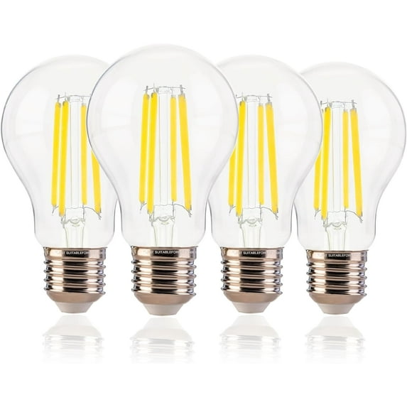 100W Equivt A19 LED Light Bulbs, Efficient 12W, 1600Lume, 5000K ...