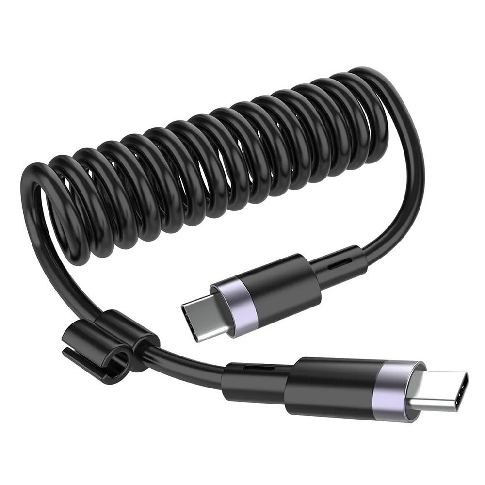 100W Fast Charging Type C Cable Retractable Car Spring Type C TO USB C ...